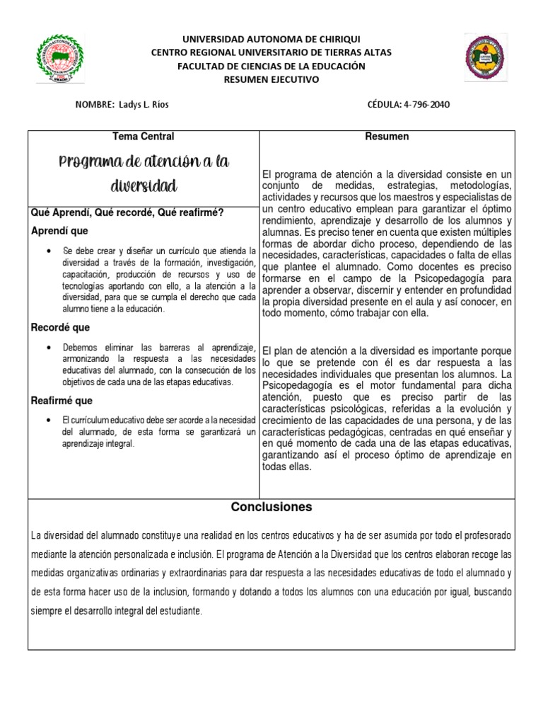 Resumen Ejecutivo | PDF | Aprendizaje | Plan de estudios
