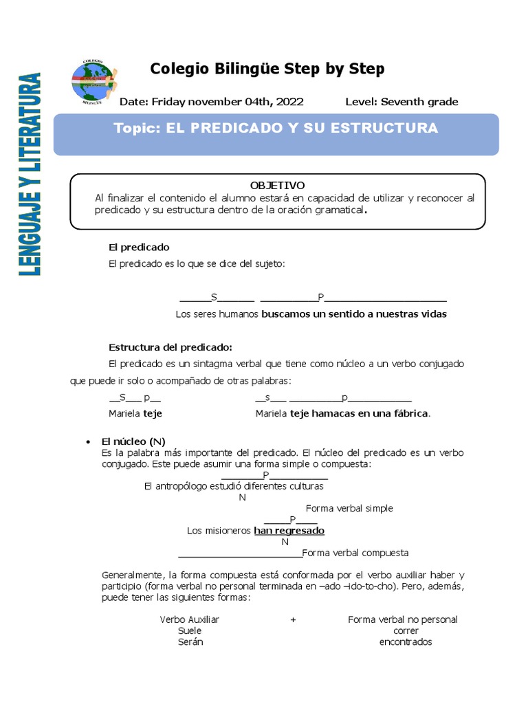 Clase de Lengua y Literatura #85 Séptimo Grado | PDF | Predicado (Gramática) | Verbo