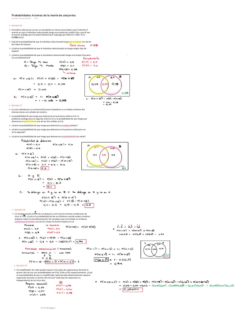 Probabilidades Axiomas de La Teoría de Conjuntos | PDF | Probabilidad