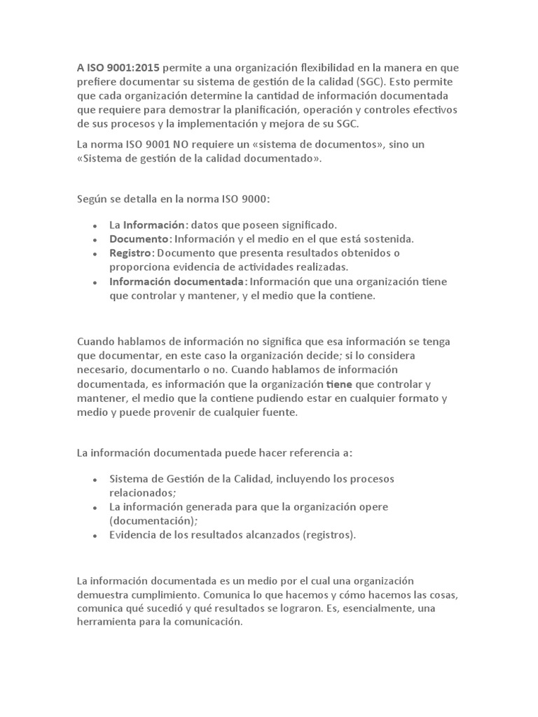 Documentos Obligatorios Iso 9001 | PDF | Sistema de manejo de calidad ...