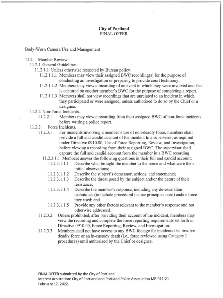 City of Portland Final Offer | PDF