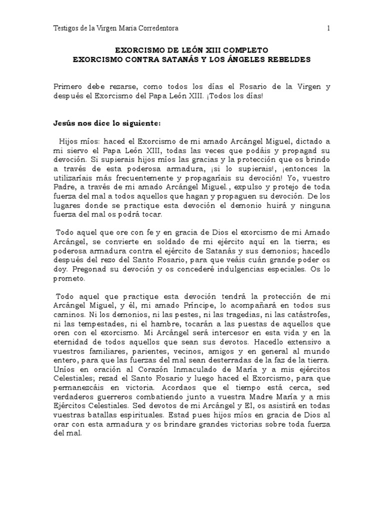 Exorcismo de León Xiii Completo | PDF | Oración | María, madre de Jesús