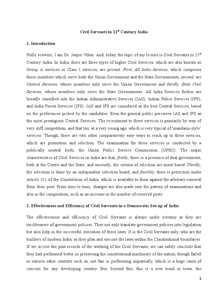 Civil Servants in 21st Century India | PDF | Civil Service | Rule Of Law