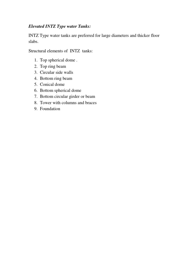 Elevated INTZ Type Water Tanks Lecture Notes2 | PDF