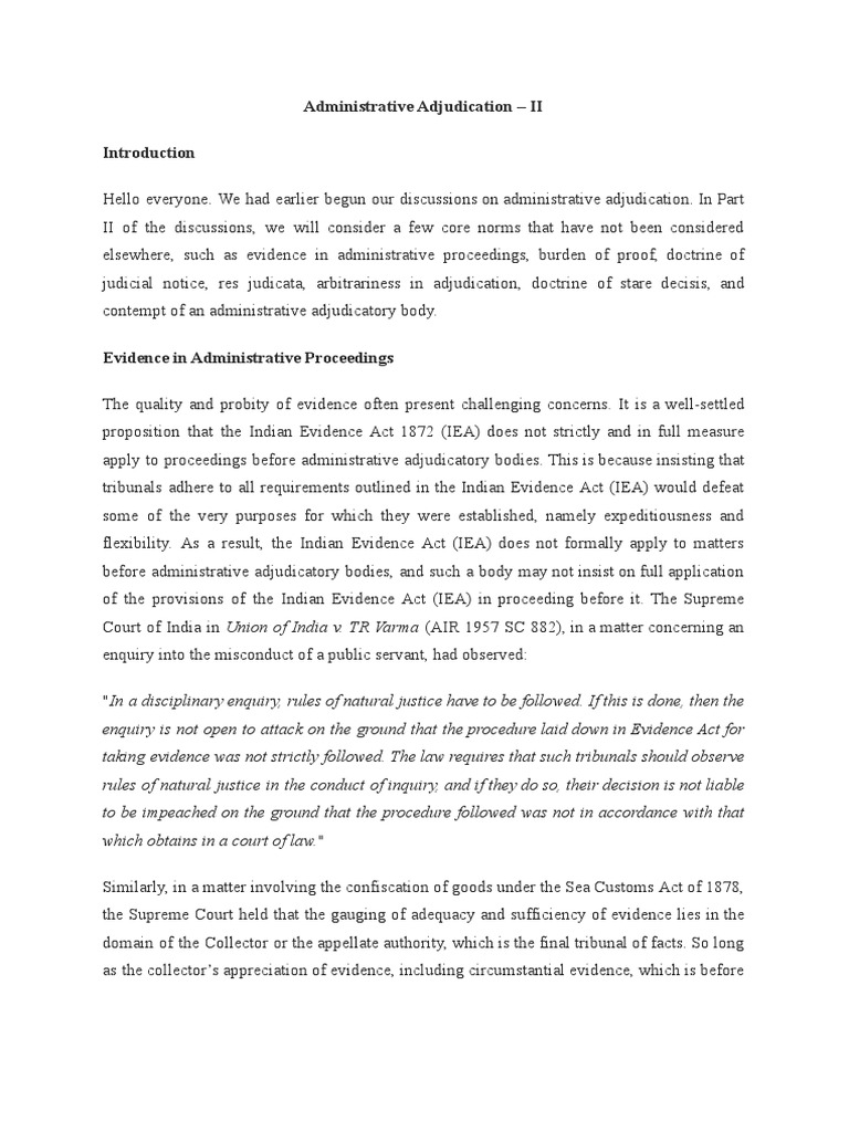 Administrative Adjudication II | PDF | Burden Of Proof (Law) | Precedent