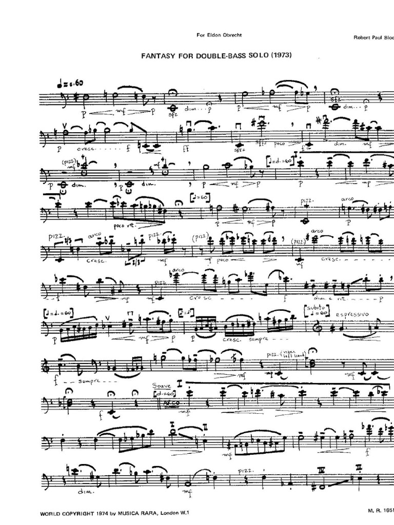 Robert Paul Block - Fantasy For Double Bass Solo | PDF