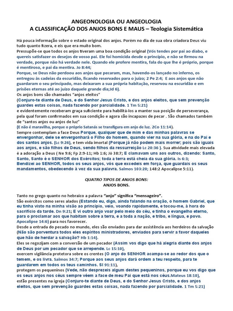 Classificação dos Anjos na Teologia | PDF | Anjo | Arcanjo