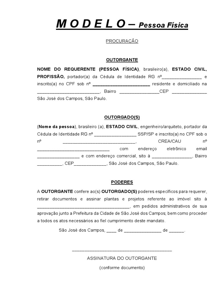 Procuração Modelo Pessoa Física | PDF