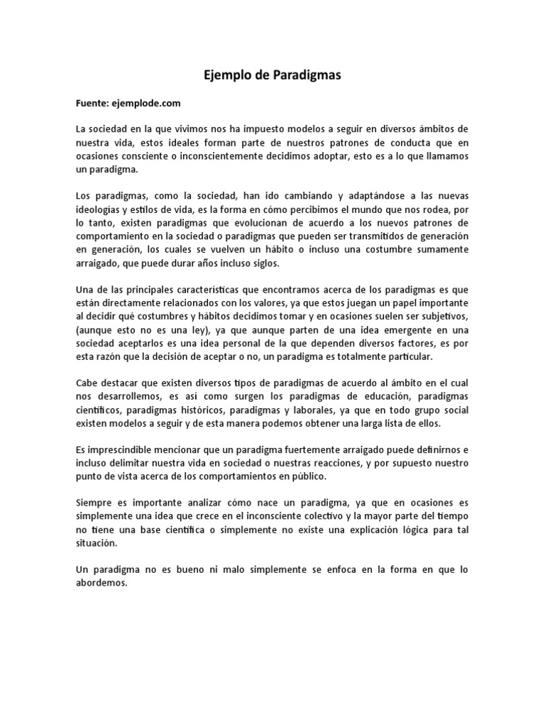 Ejemplos de Paradigmas | PDF | Paradigma | Comportamiento
