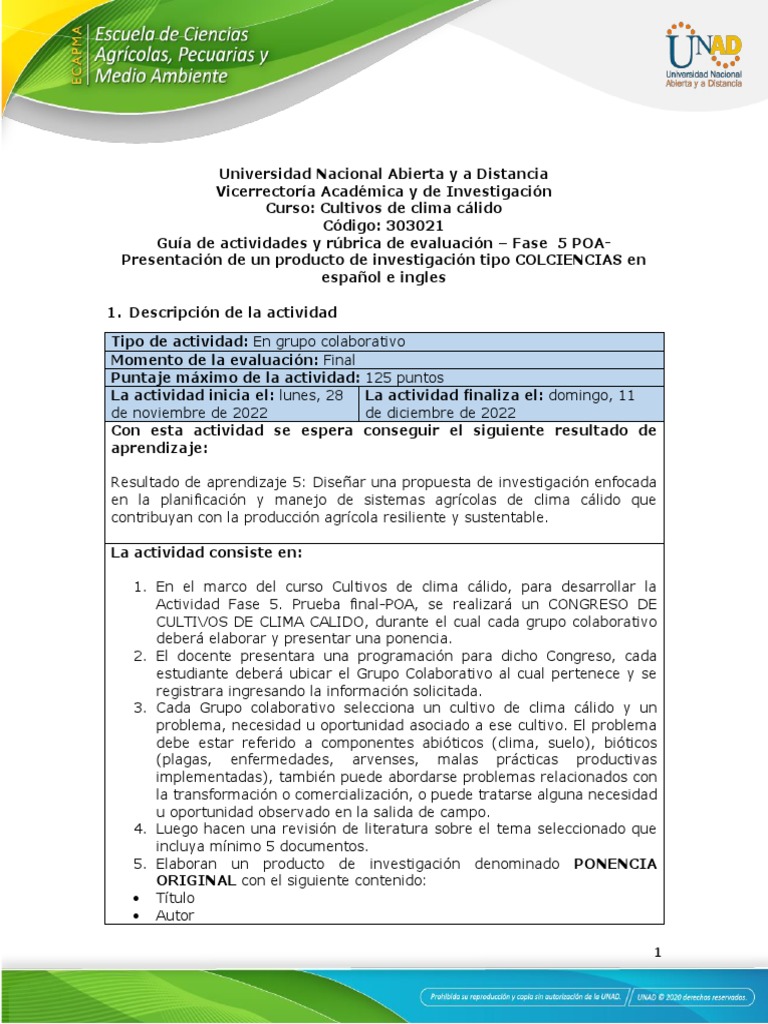 Guía de Actividades y Rubrica de Evaluación - Fase 5 - POA - Presentar Un Producto de ...