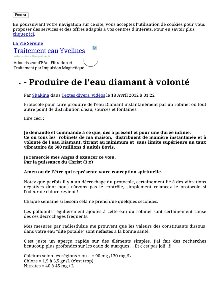 Produire de l'Eau Diamant Instantanément | PDF | Eau