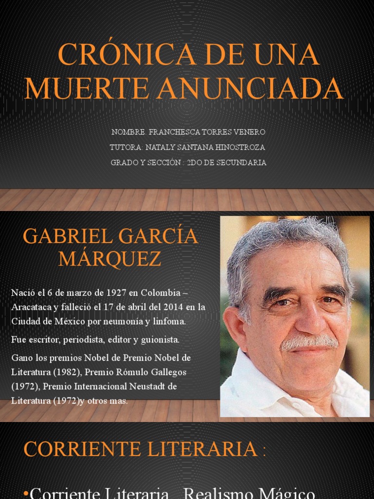 Crónica de Una Muerte Anunciada Power Point | PDF