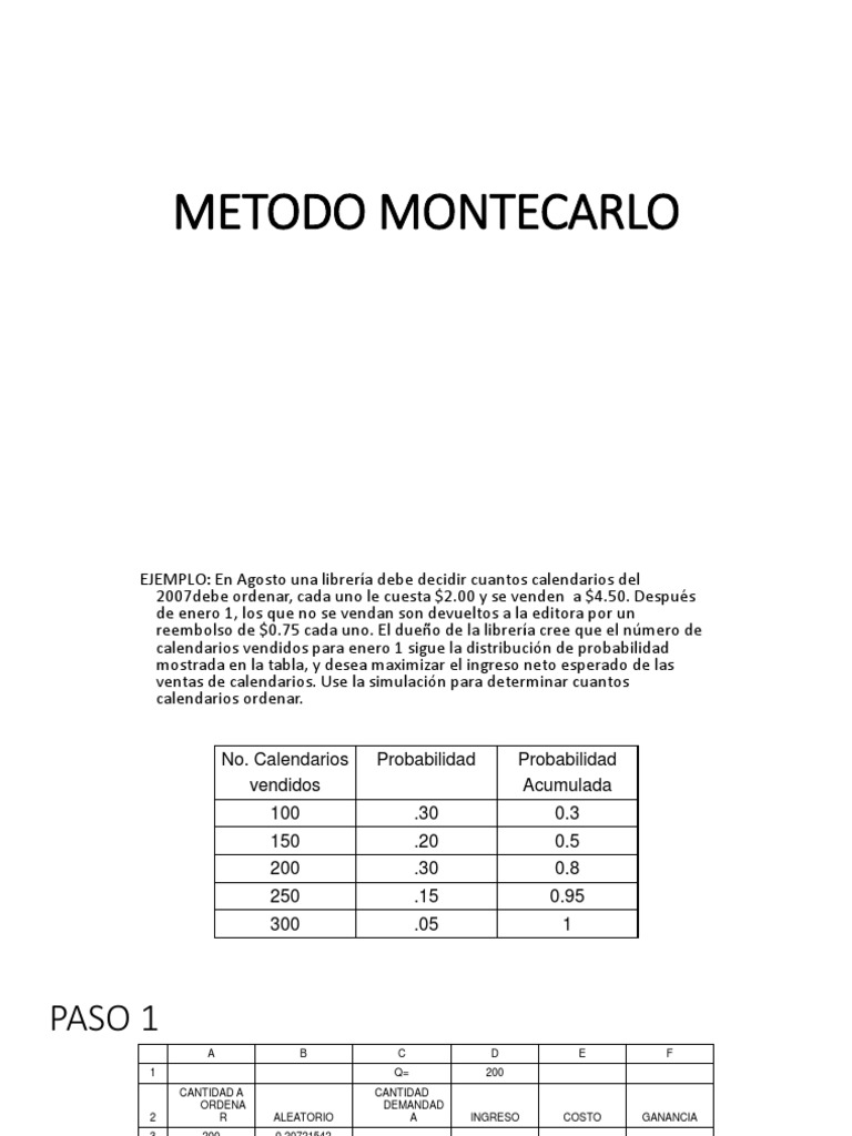Metodo Montecarlo | PDF | Probabilidad | Teoría estadística