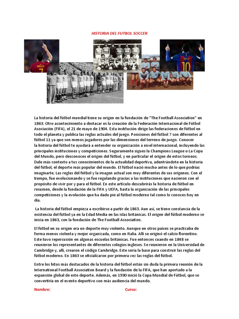 Historia Del Futbol Soccer | PDF | Asociación de Futbol | Deportes