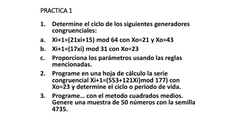 Practica 1 Ejercicios de Numeros Aleatorios | PDF