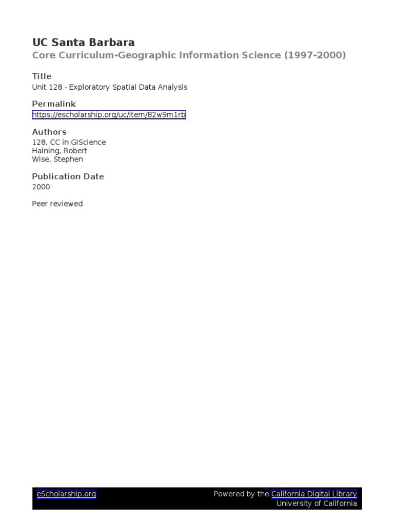 128 Et Al 2000 Unit 128 Exploratory Spatial Data Analysis Pdf Geographic Information
