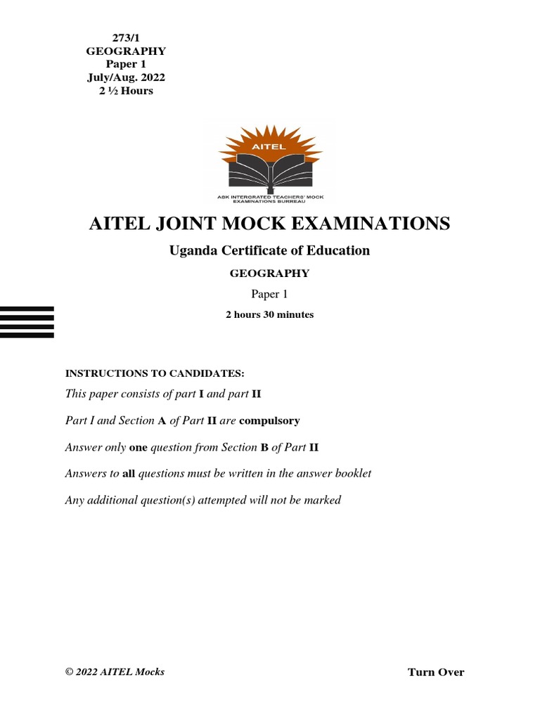 Uce Geography1 Pdf Contour Line Tanzania