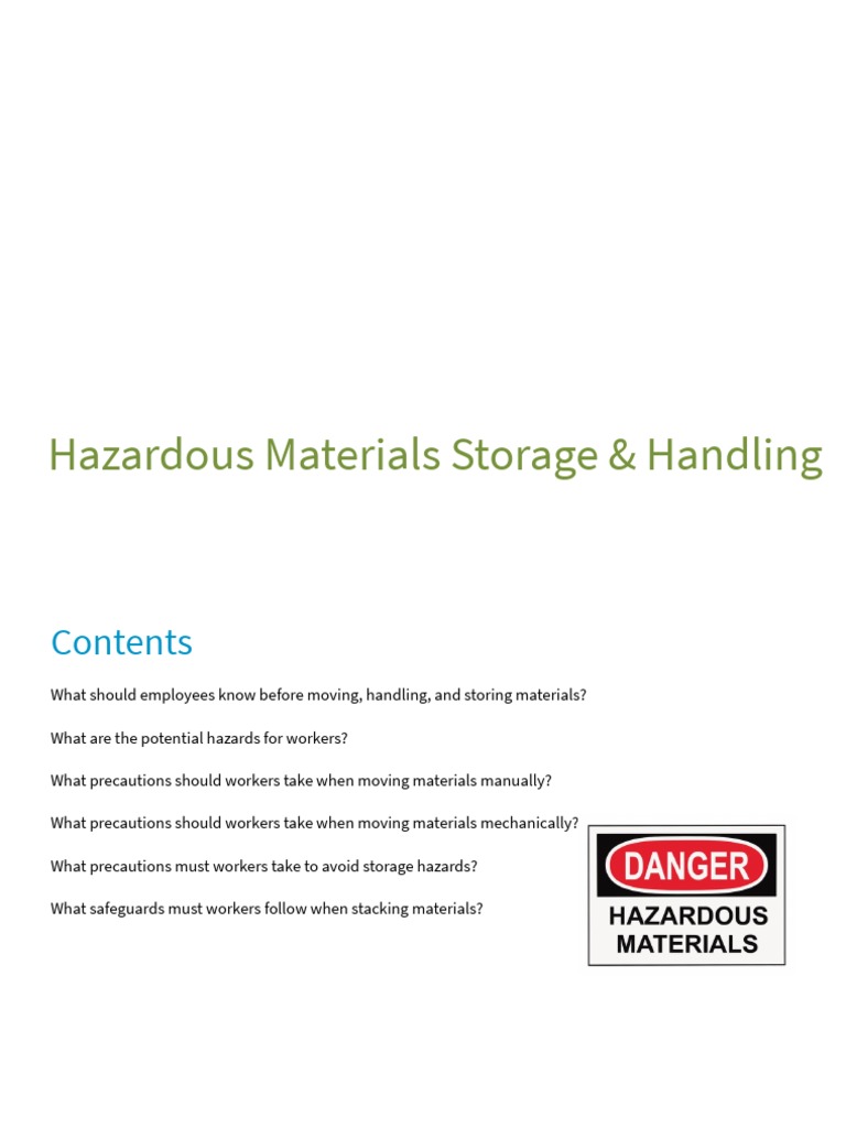Hazardous Materials Storage Handling Pdf Waste Hazards