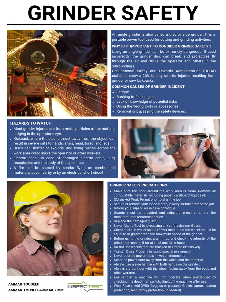 Grinder Safety | PDF | Occupational Safety And Health | Manufactured Goods