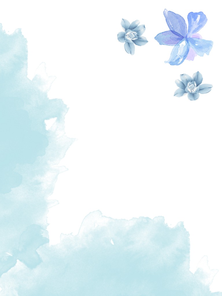 Documento A4 Acuarela Hoja de Papel Floral Azul | PDF