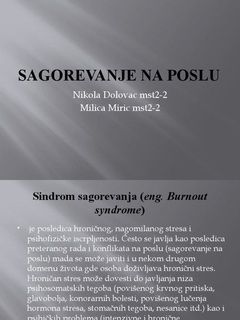 Sagorevanje Na Poslu | PDF