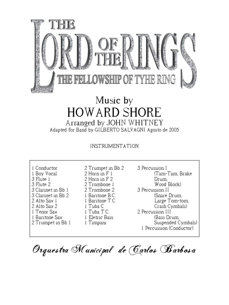 Lord of the Rings Band Arrangement | PDF