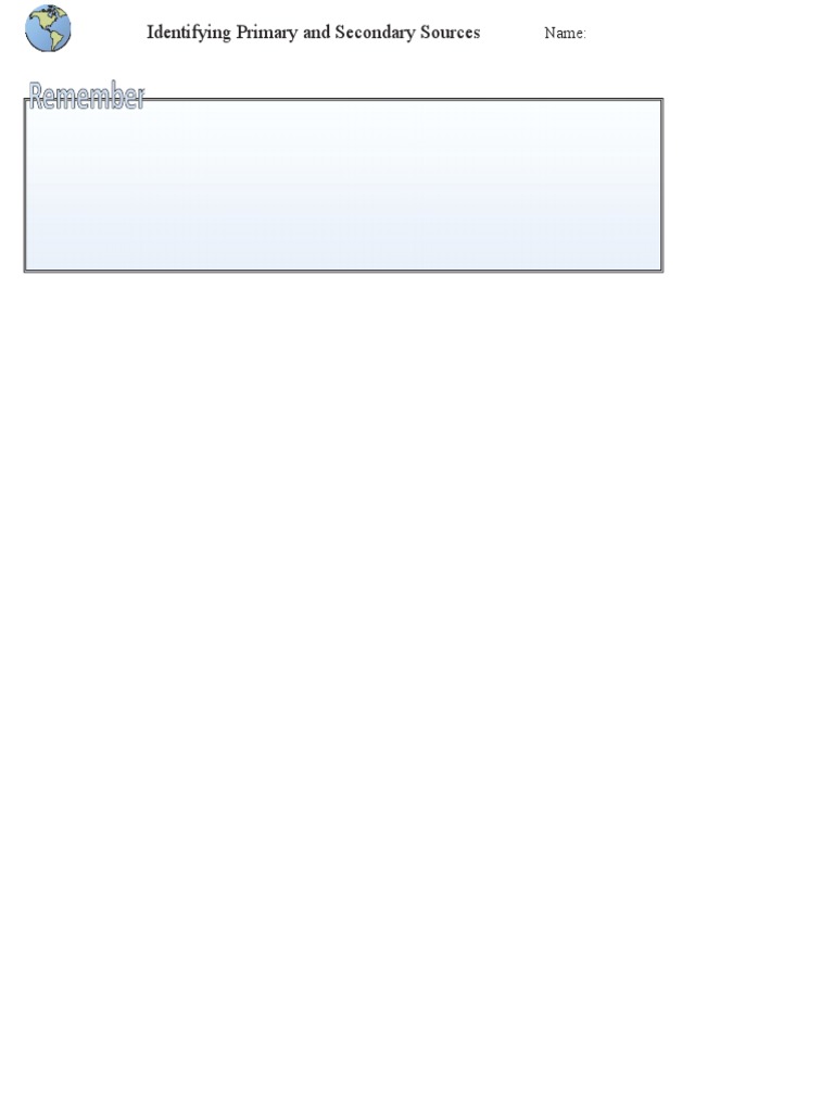 Primary vs Secondary Sources Worksheet | PDF | Career & Growth