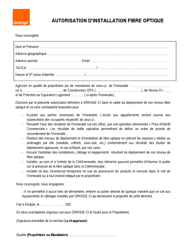 Fibre Orange Autorisation | PDF | Ordinateurs | Technologie et ingénierie