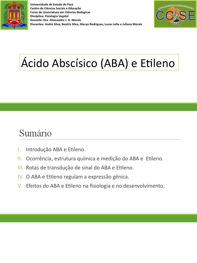 ABA e Etileno: Fisiologia e Desenvolvimento Vegetal | PDF | Germinação ...