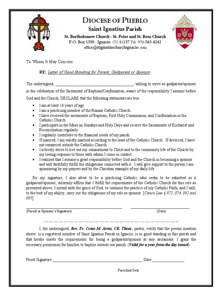 Sponsors Letter | PDF | Catholic Church | Confirmation