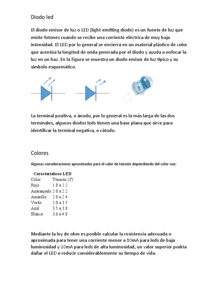 Características y Polaridad del Diodo LED | PDF | Diodo emisor de luz ...