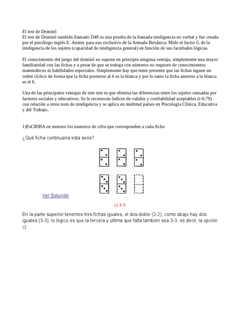 Test Domino | PDF | Métodos y materiales de enseñanza