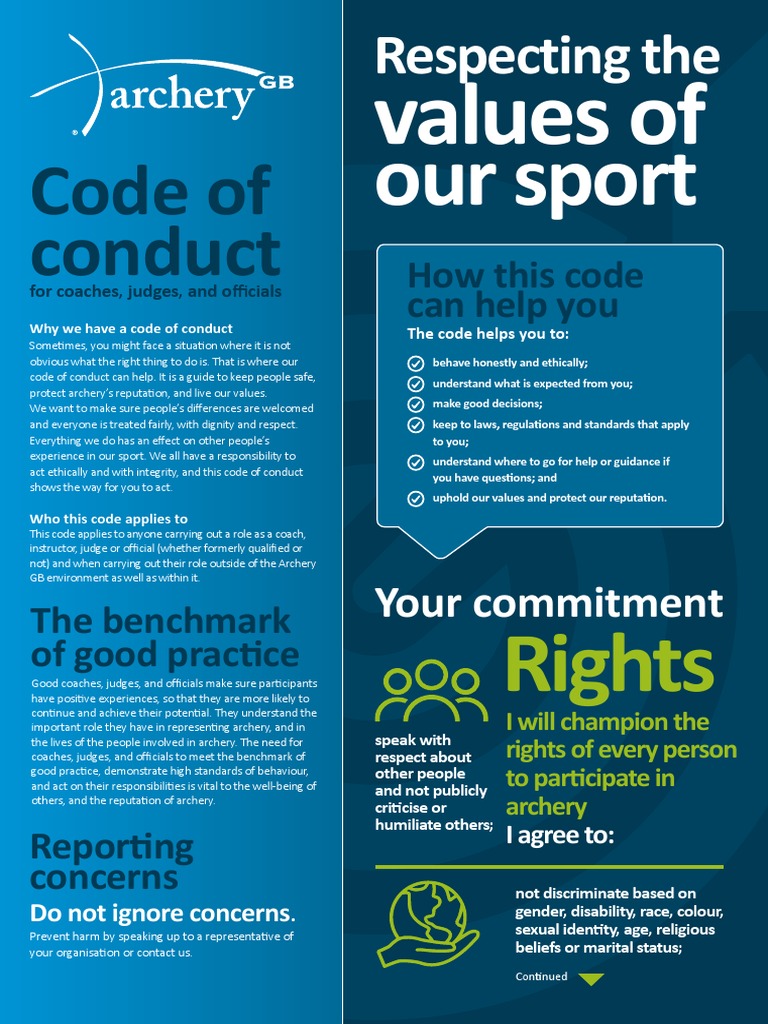 AGB Code of Conduct A4 Full Blue | PDF | Archery | Applied Ethics