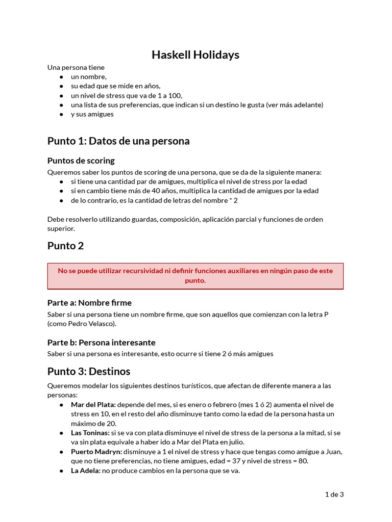 TP Funcional Haskell Holidays - 2022 | Descargar gratis PDF | Estrés (biología) | infinito