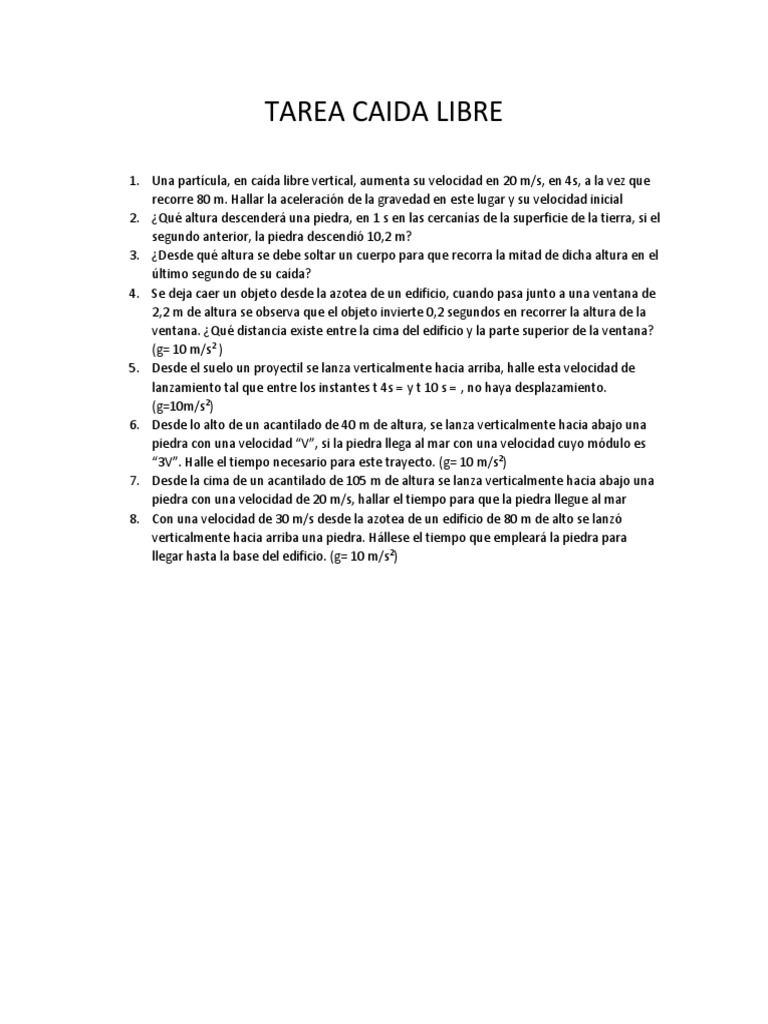 Tarea Caida Libre | PDF