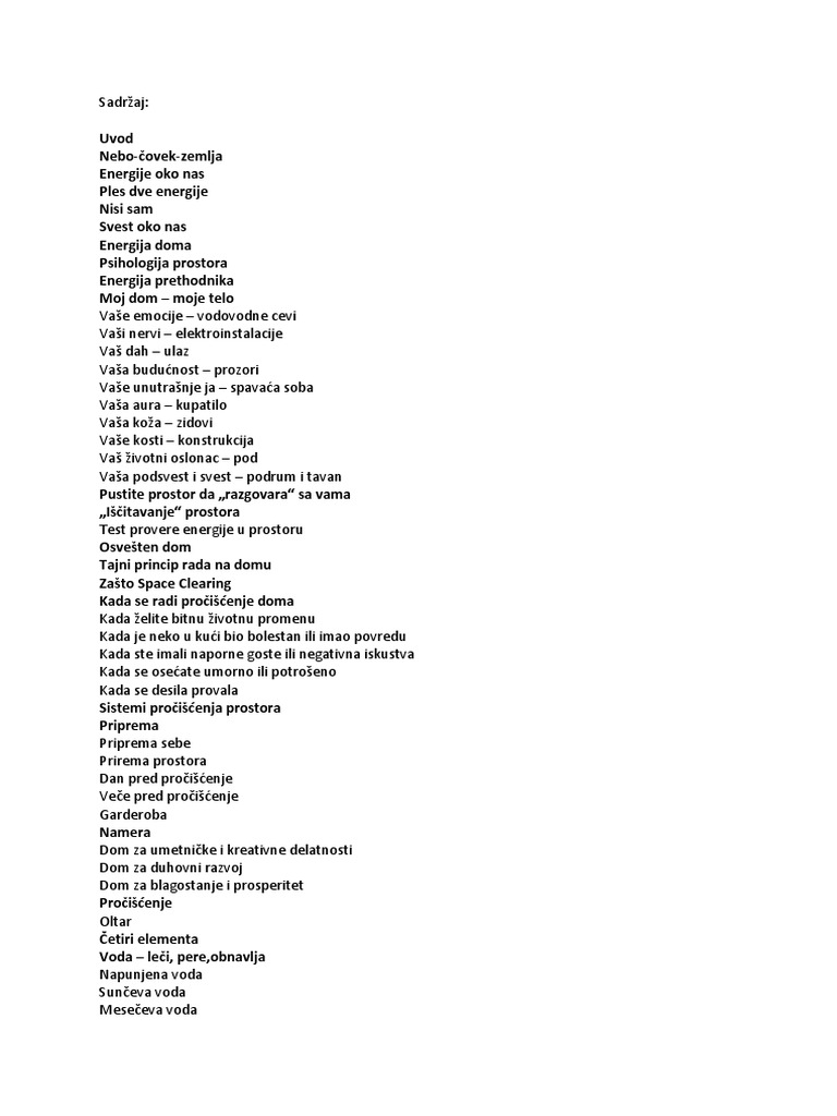 Sadrzaj Knjige Tajne Prociscenja Prostora | PDF