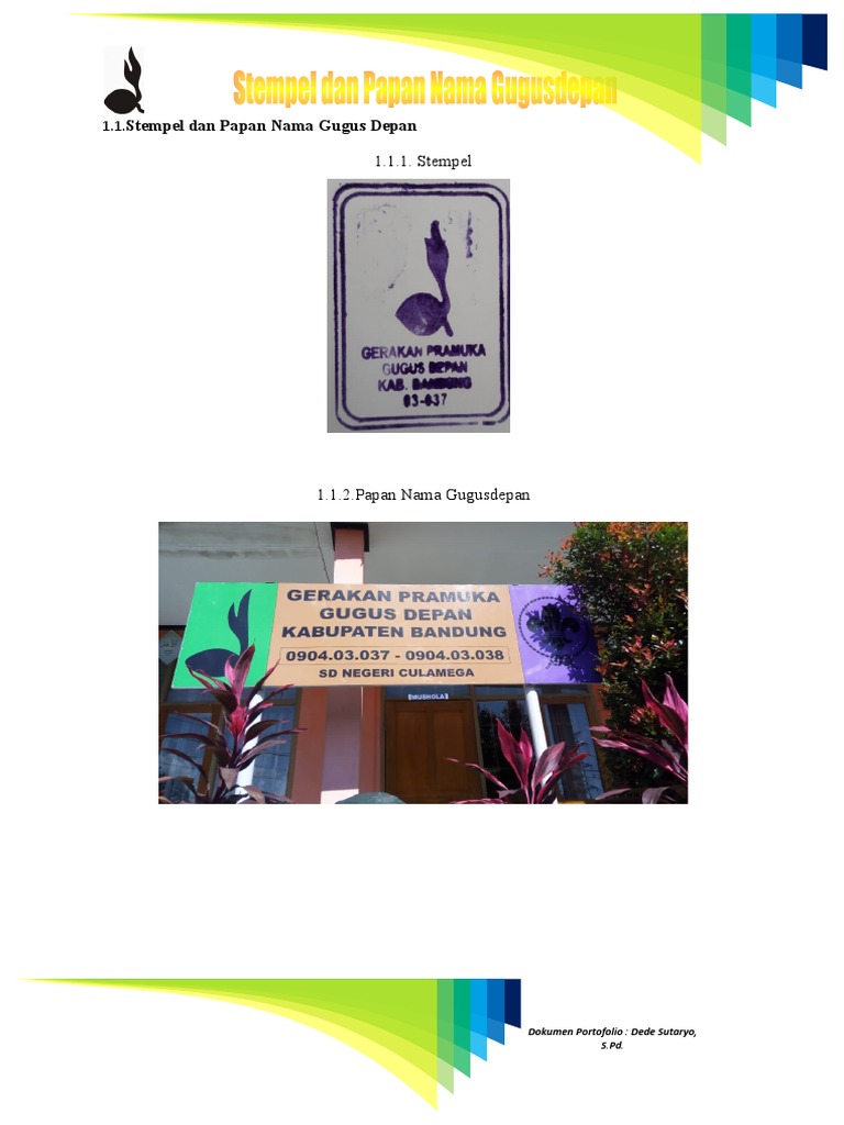 Lampiran 1 Stempel Dan Papan Nama Gudep | PDF