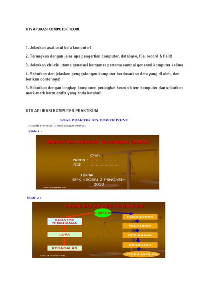 Uts Aplikasi Komputer Teori | PDF | Komputer | Teknologi & Rekayasa