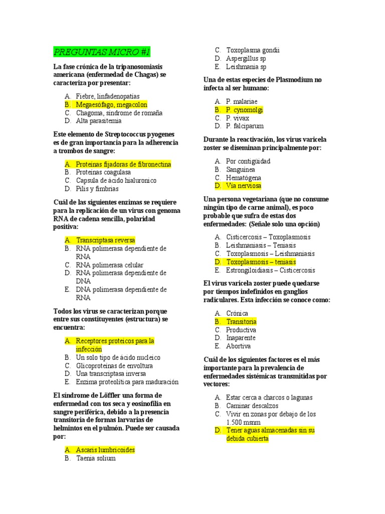 Preguntas Micro 1 | PDF | Diarrea | Virus