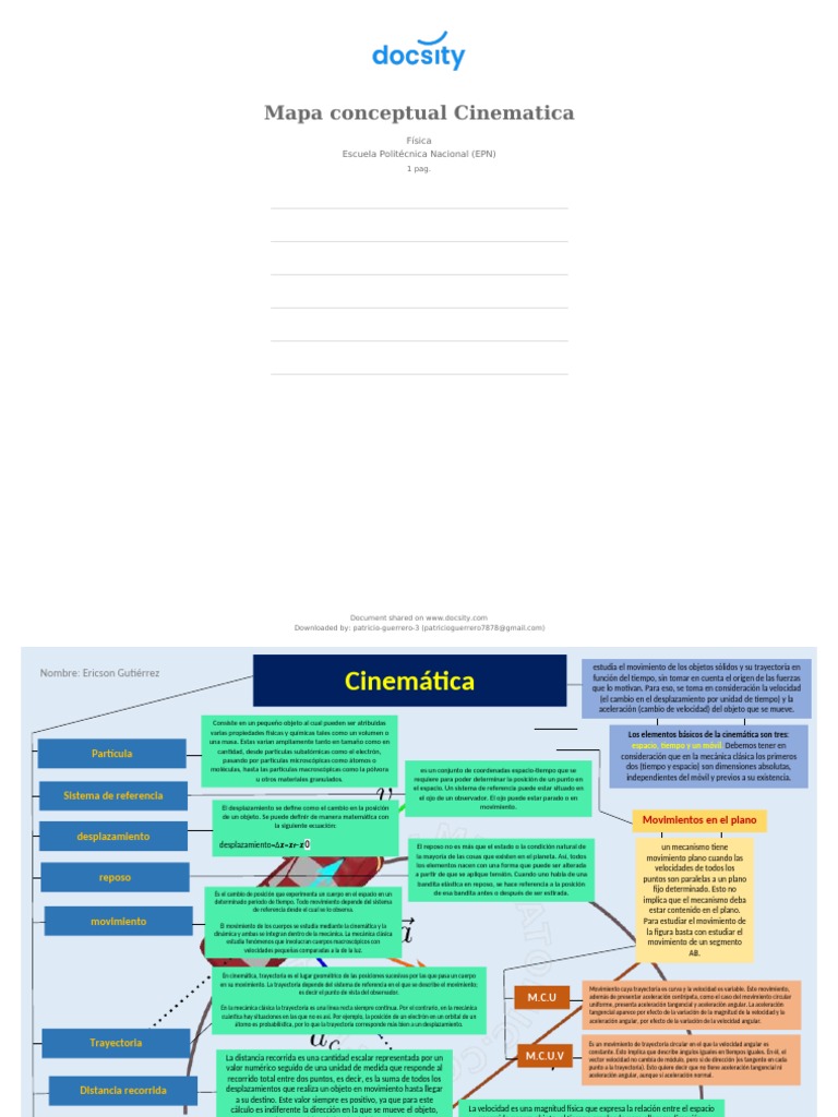 Docsity Mapa Conceptual Cinematica 1 | PDF | Velocidad | Aceleración