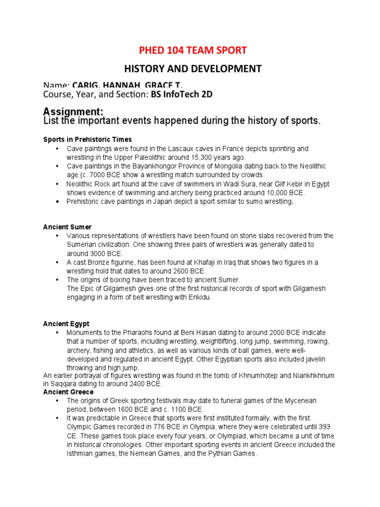 History of Team Sports Development | PDF | Sports | The United States