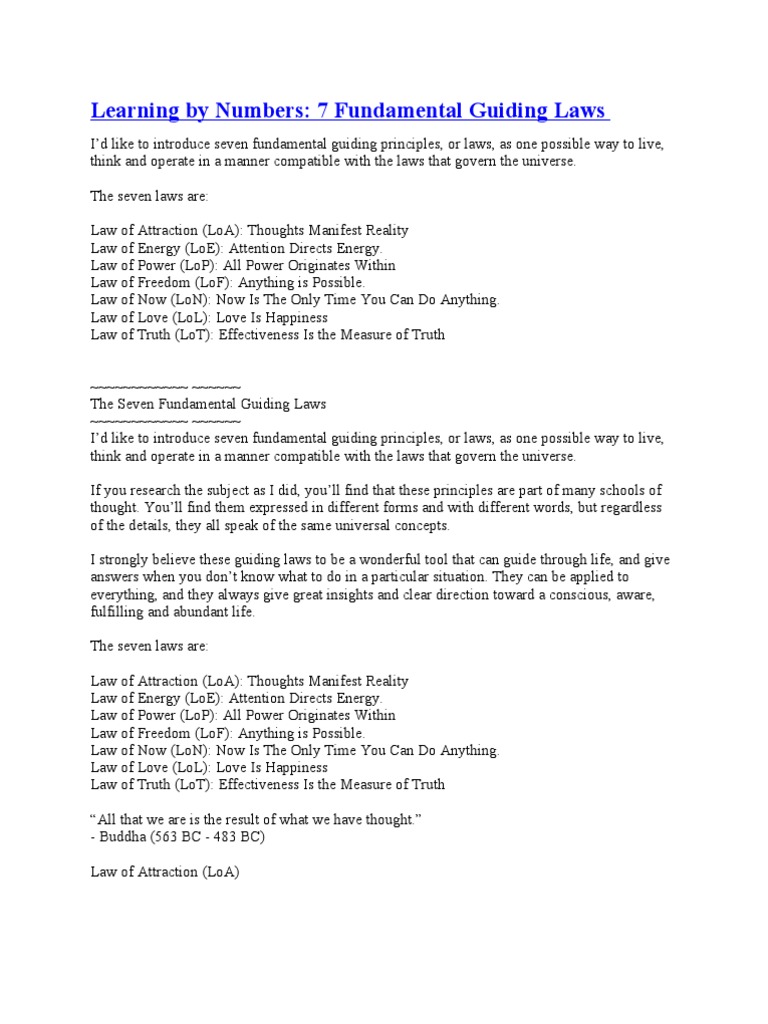 7 Fundamental Guiding Laws | Download Free PDF | Law Of Attraction (New ...