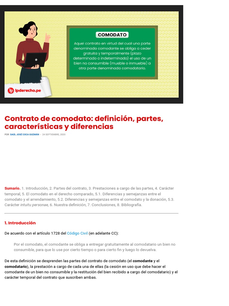 Contrato de Comodato - Definición, Partes, Características y ...