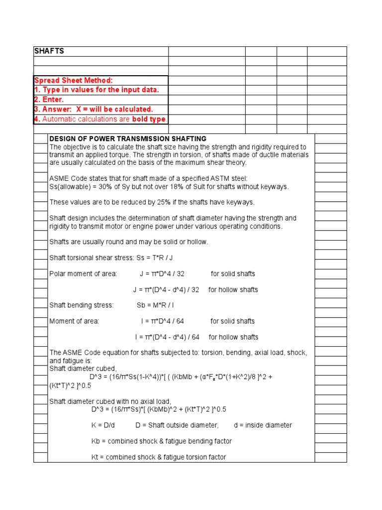 Design Calculations for Power Transmission Shafts | PDF | Bending ...