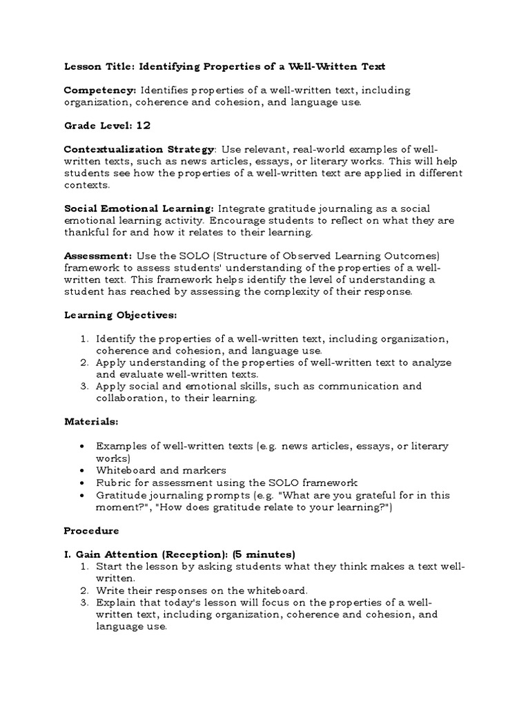 Sample WAP Lesson Plan With COT | PDF | Learning | Rubric (Academic)