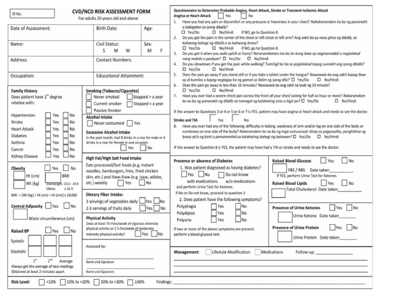 NCD Assessment Form | PDF NCD Assessment Form | PDF