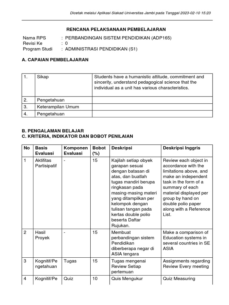 Rps-Perbandingan Sistem Pendidikan Adp165 | PDF | Sains & Matematika