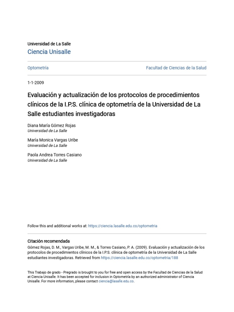 Evaluación y Actualización de Los Protocolos de Procedimientos CL | PDF | Diagnostico medico ...