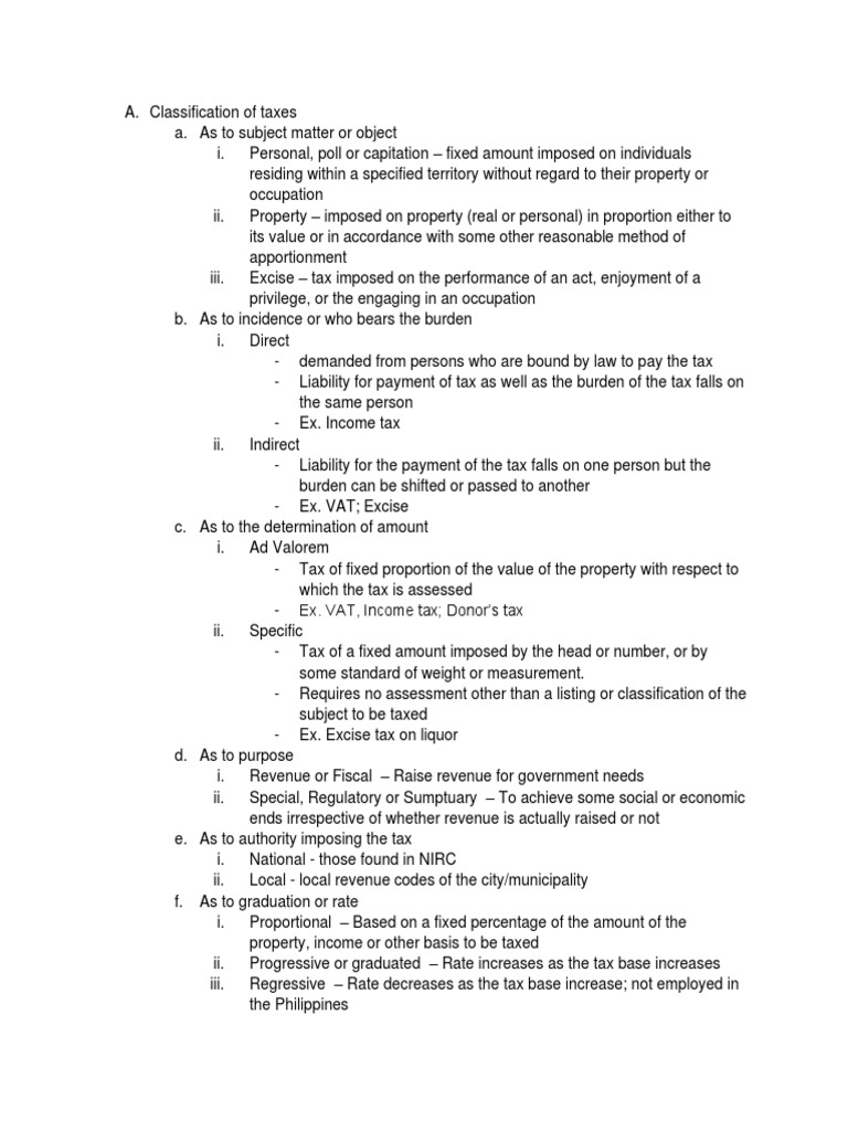 Classification of Taxes | PDF | Taxes | Money
