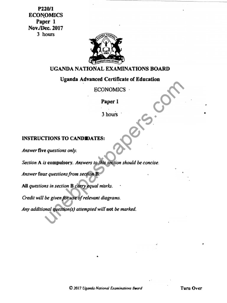 UACE Economics 2017 Paper 1 | PDF | Unemployment | Government Budget ...